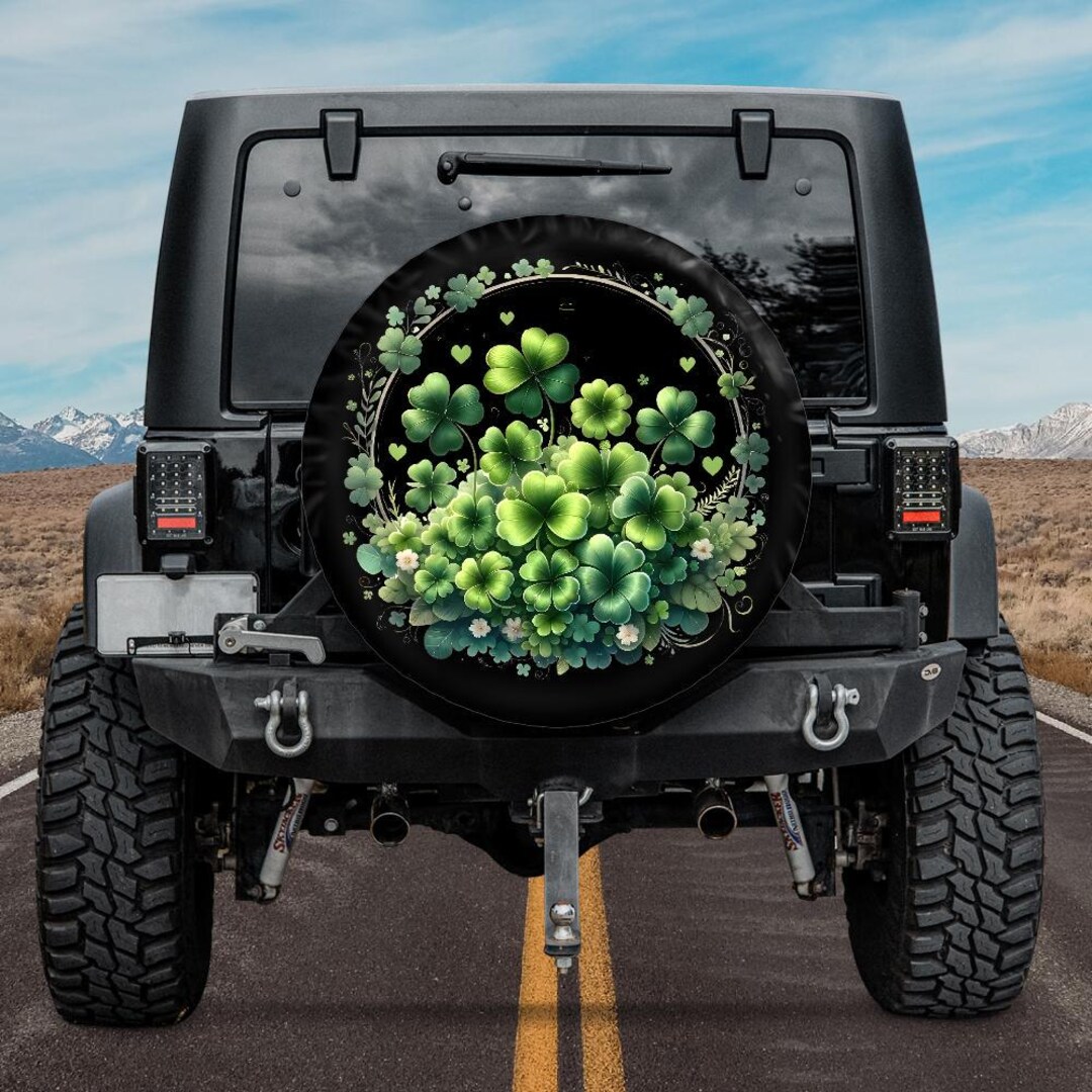 Four Clover Lucky Spare Tire Cover With Backup Camera Hole,shamrock ...