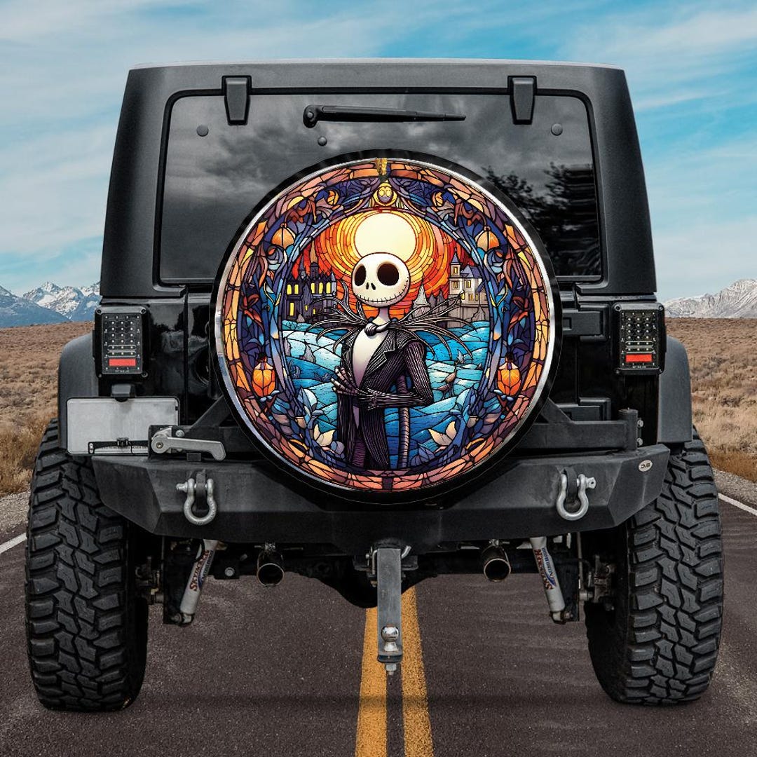 Jack Skellington Inspired SUV & Jeep Tire Cover Spooky Halloween Trunk ...