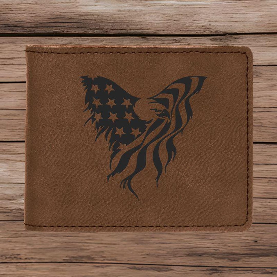 Eagle With American Flag Men's Leather Wallet,4th of July Wallet for ...