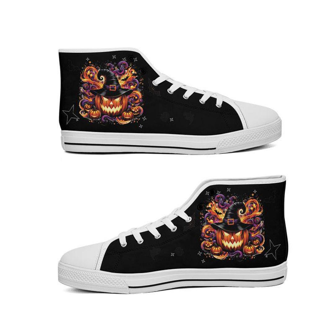 Custom Halloween Sneakers,witch Ghost Shoes, Halloween Vibes Sneakers ...