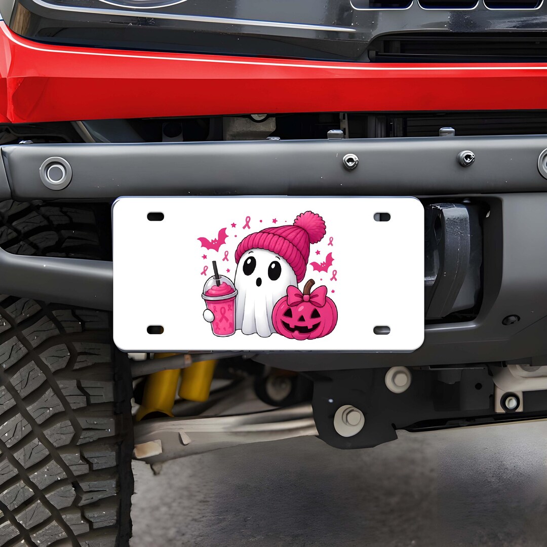 Pink Ghost Aluminum License Plate, Halloween Car Tag - Etsy