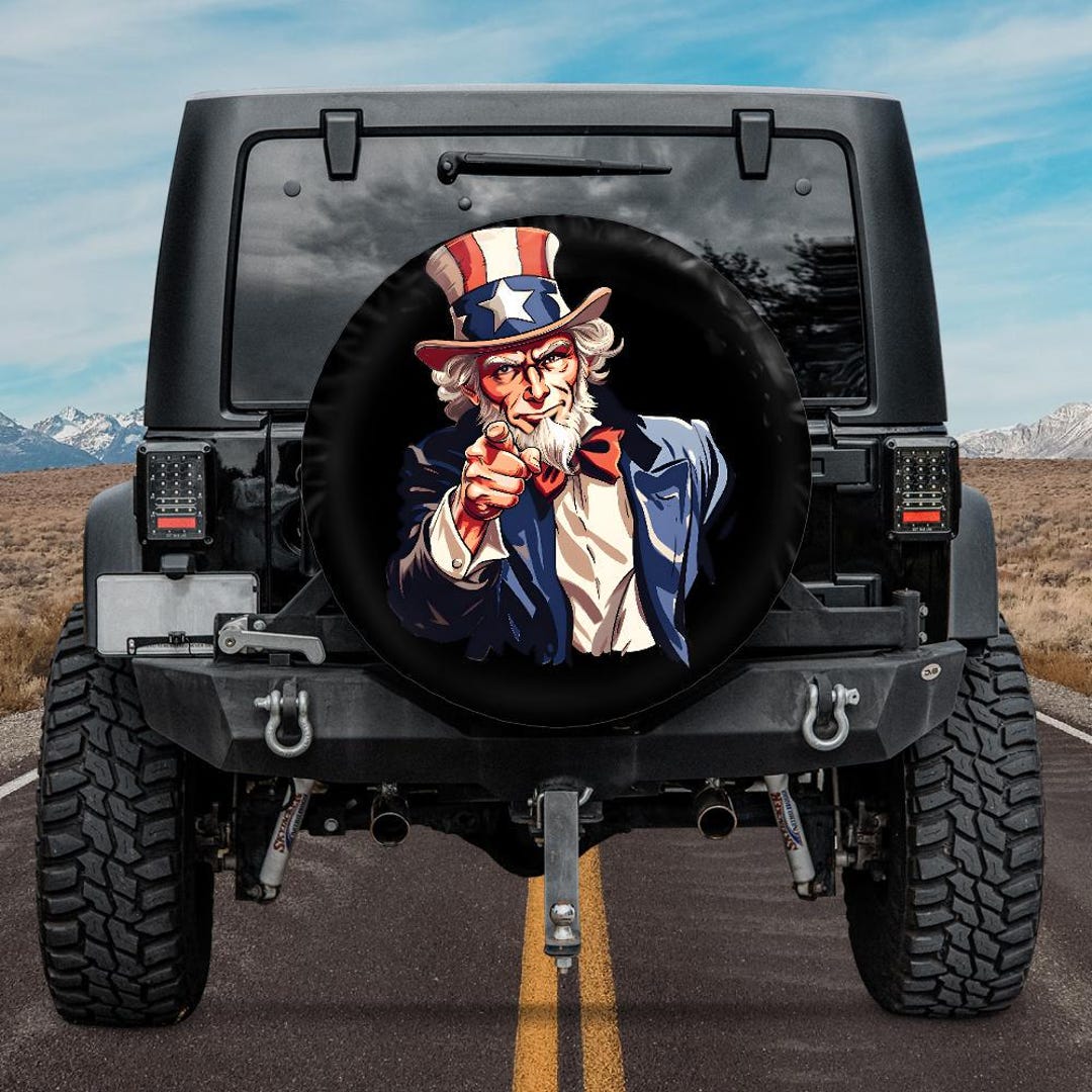 Uncle Sam Spare Tire Cover Camera Hole Option,4th of July Tire Cover ...