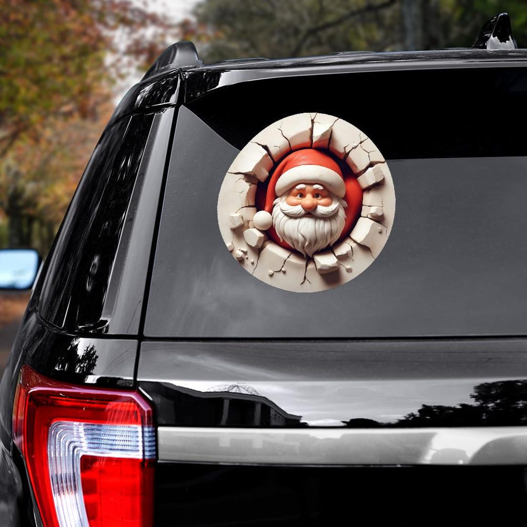 Cute Santas Christmas Break Through Car Decal,santa Inspired Christmas ...