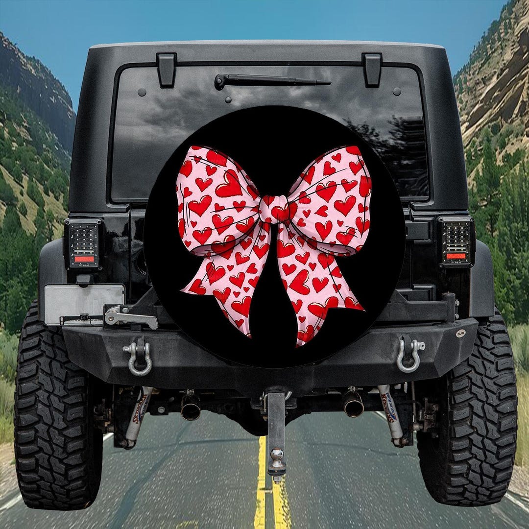 Valentine's Day Bow Coquette Tire Cover,valentines Day Bow Spare Tire ...