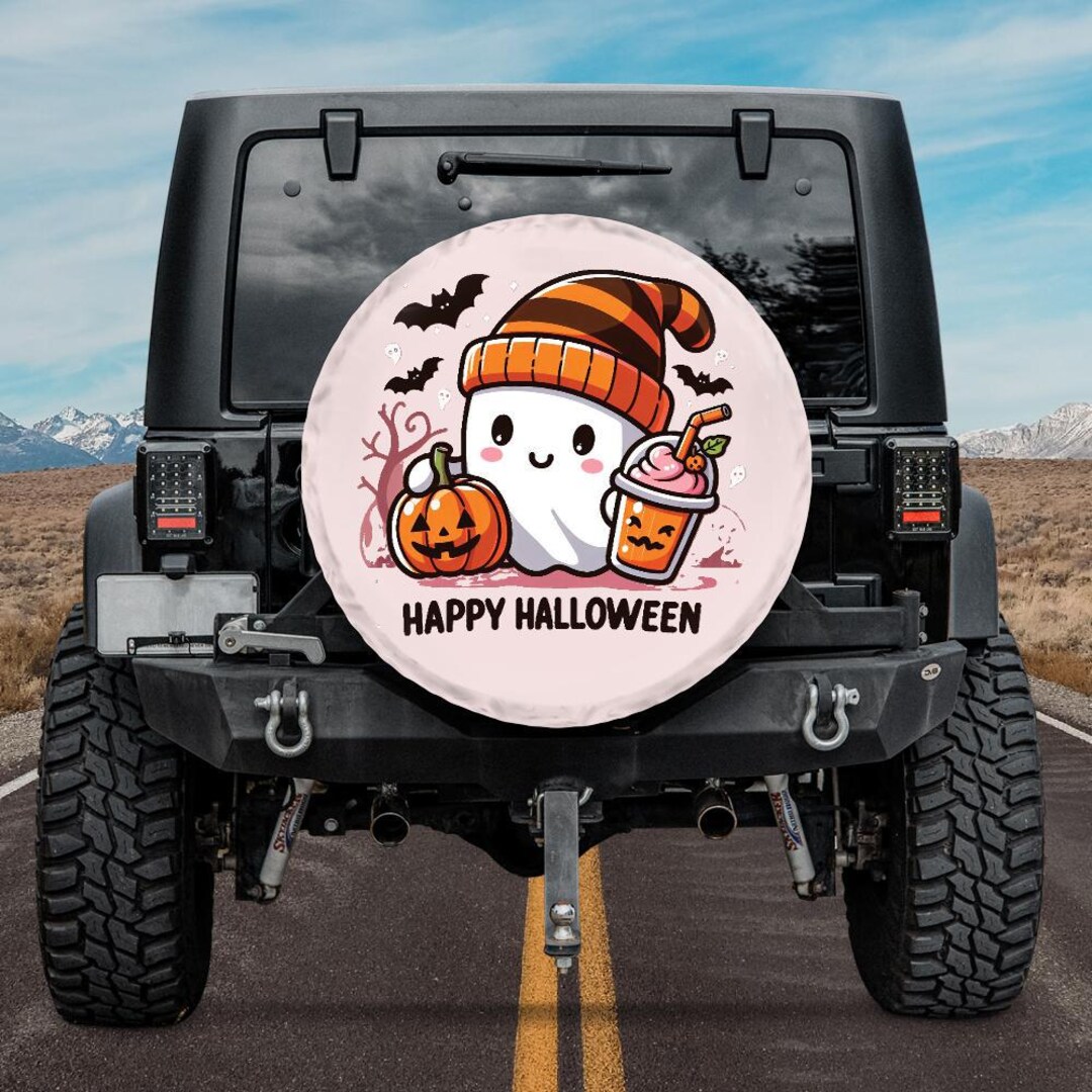 Halloween Spare Tire Cover, Cute Ghost Camper Tire Cover, Spare Tire ...