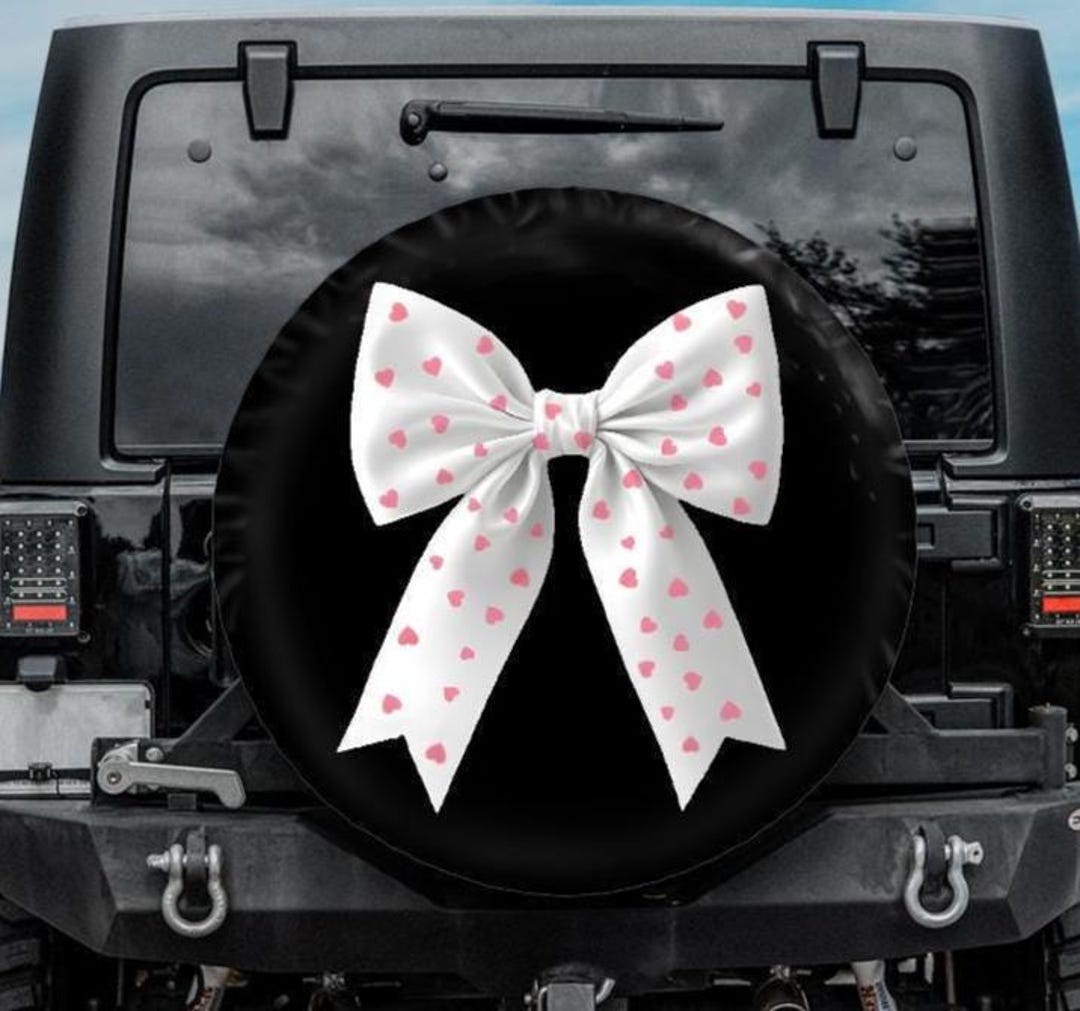 Pink Heart Bow Spare Tire Cover, Girly Car Accessory - Etsy