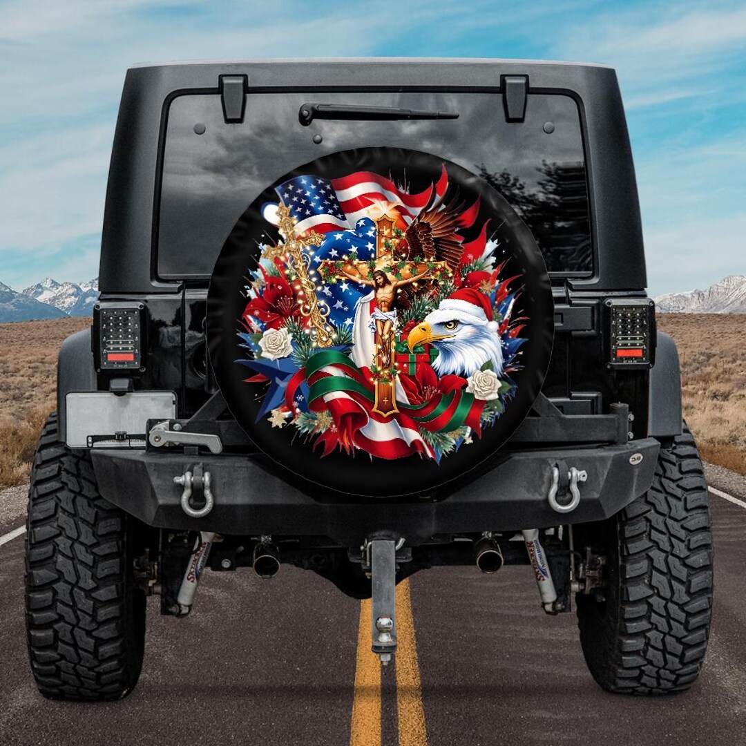Jesus Cross Eagle Spare Tire Cover, Christmas SUV Accessory - Etsy