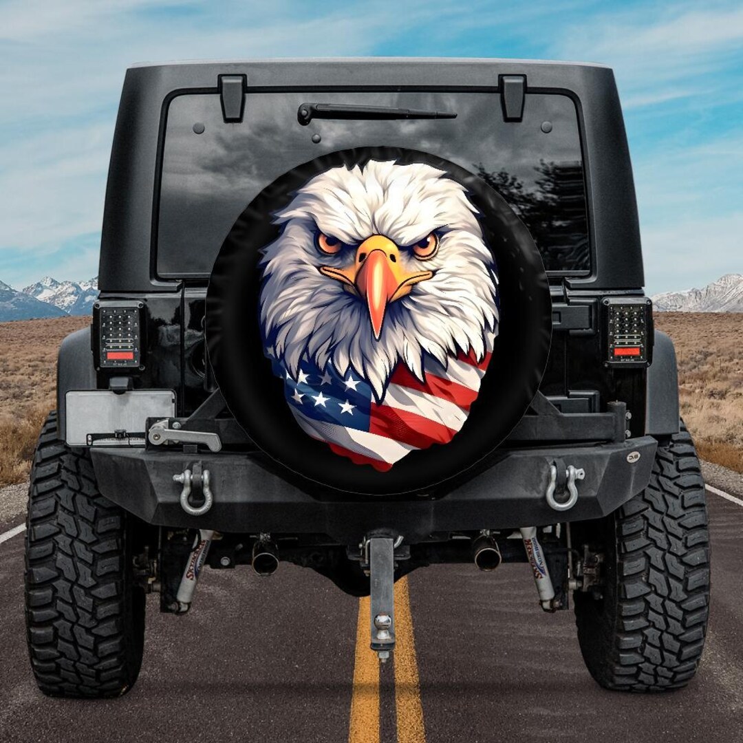 American Flag Eagle Tire Cover,bald Eagle Spare Tire Cover,4th of July ...