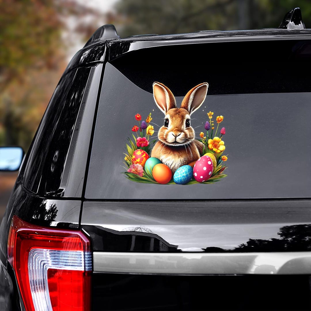 Retro Easter Car Decal, Easter Cute Bunny Bumper Stickers,easter Eggs ...