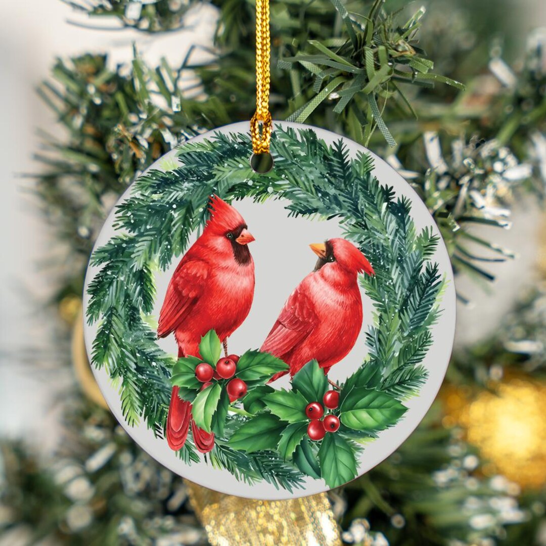 Red Cardinal Ceramic Ornament, Red Bird Christmas Ornament,red Cardinal ...