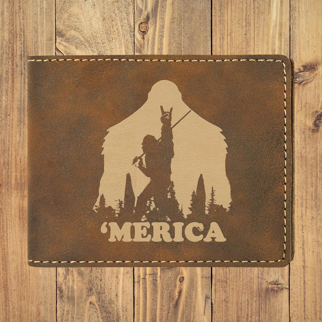 Merica Bigfoot Leather Men's Wallet, 4th of July Bigfoot Wallet,bigfoot ...