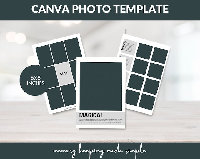 6x8 Photo Book Canva Template – 34 Pages, Square Photo Album, Digital ...