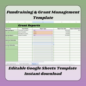 Nonprofit Grant Management Template | Google Sheets, Budget Tracker ...