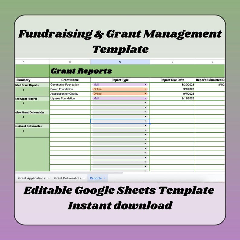 Nonprofit Grant Management Template | Google Sheets, Budget Tracker ...