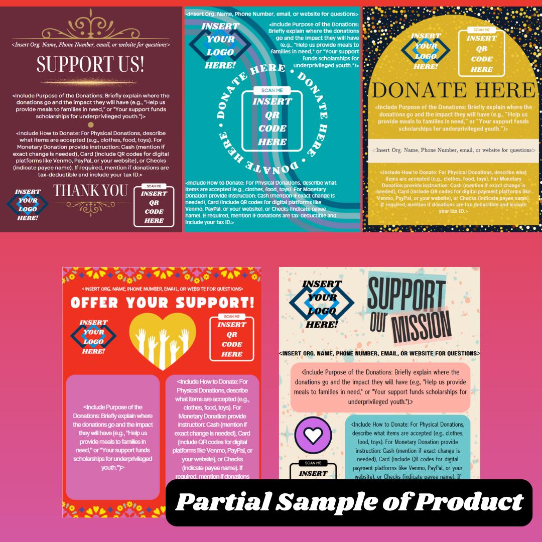 Nonprofit Donation Link Sign | Customizable Canva Template (8x10 ...