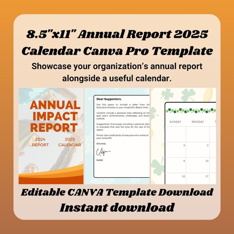 8.5"x11" Annual Report 2025 Calendar Canva Pro Template - Etsy