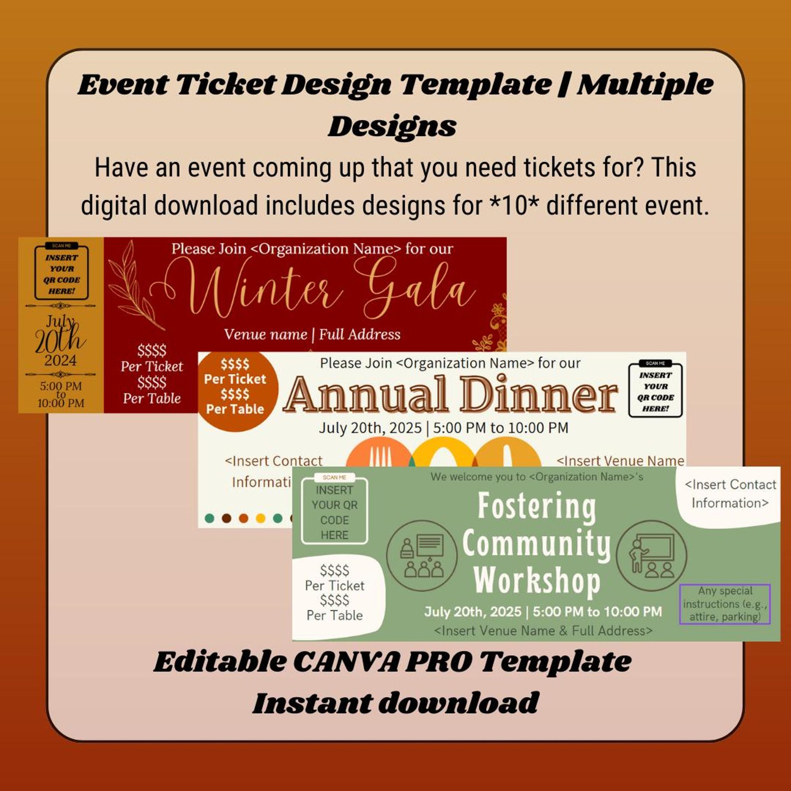 Event Ticket Design Template | Multiple Designs | Printable Tickets ...