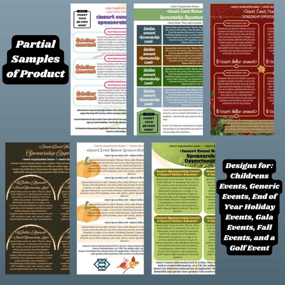 8.5"x11" Sponsor Levels Flyer | Donation Amounts | Nonprofit Charity ...