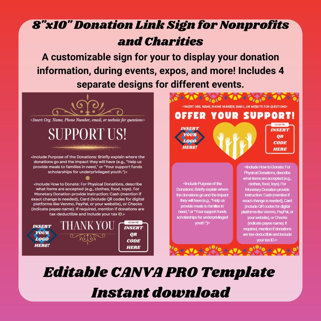 8"x10" Donation Link Sign for Nonprofits and Charities | Fundraising ...