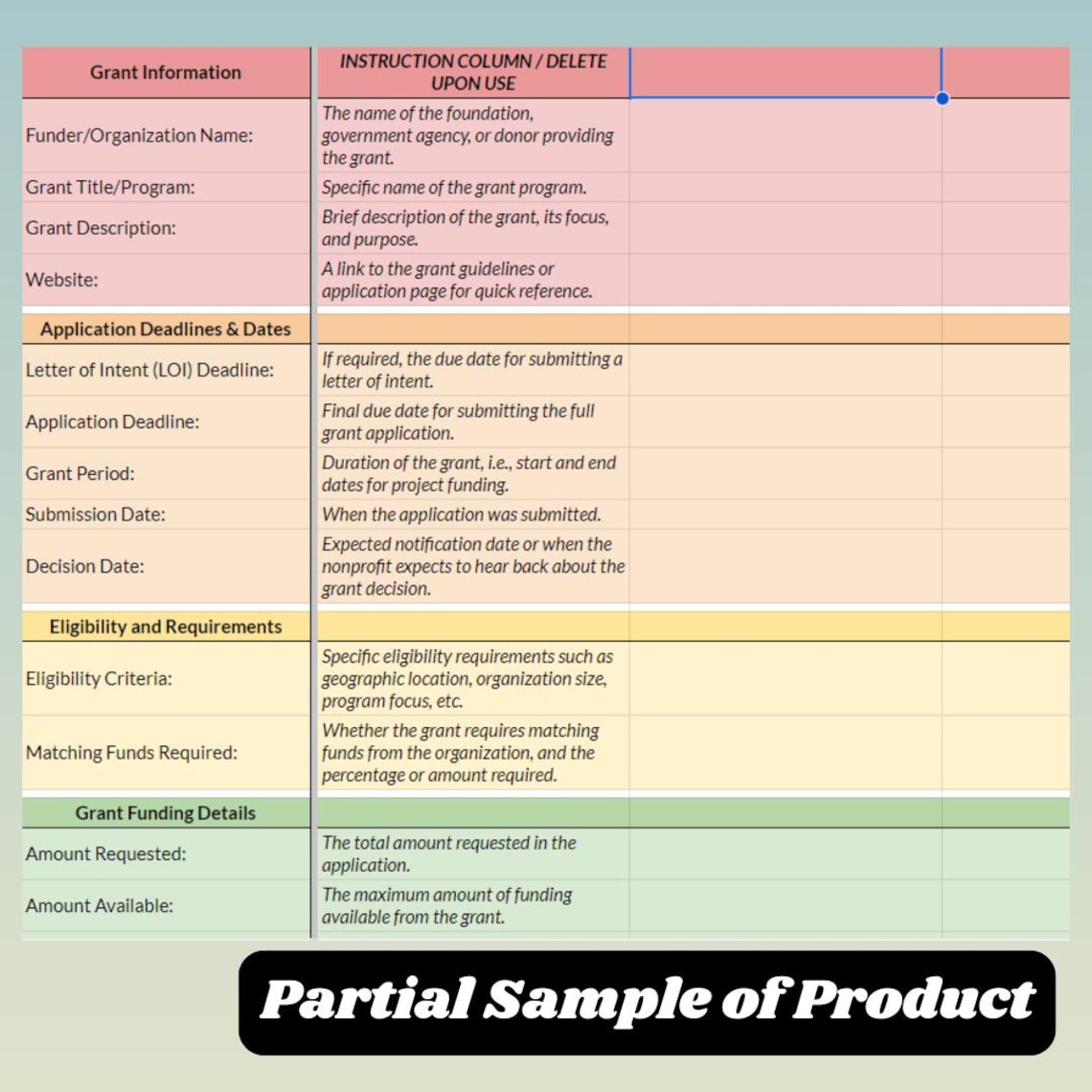 Grant Application Tracker | Excel & Google Sheets Template (digital ...