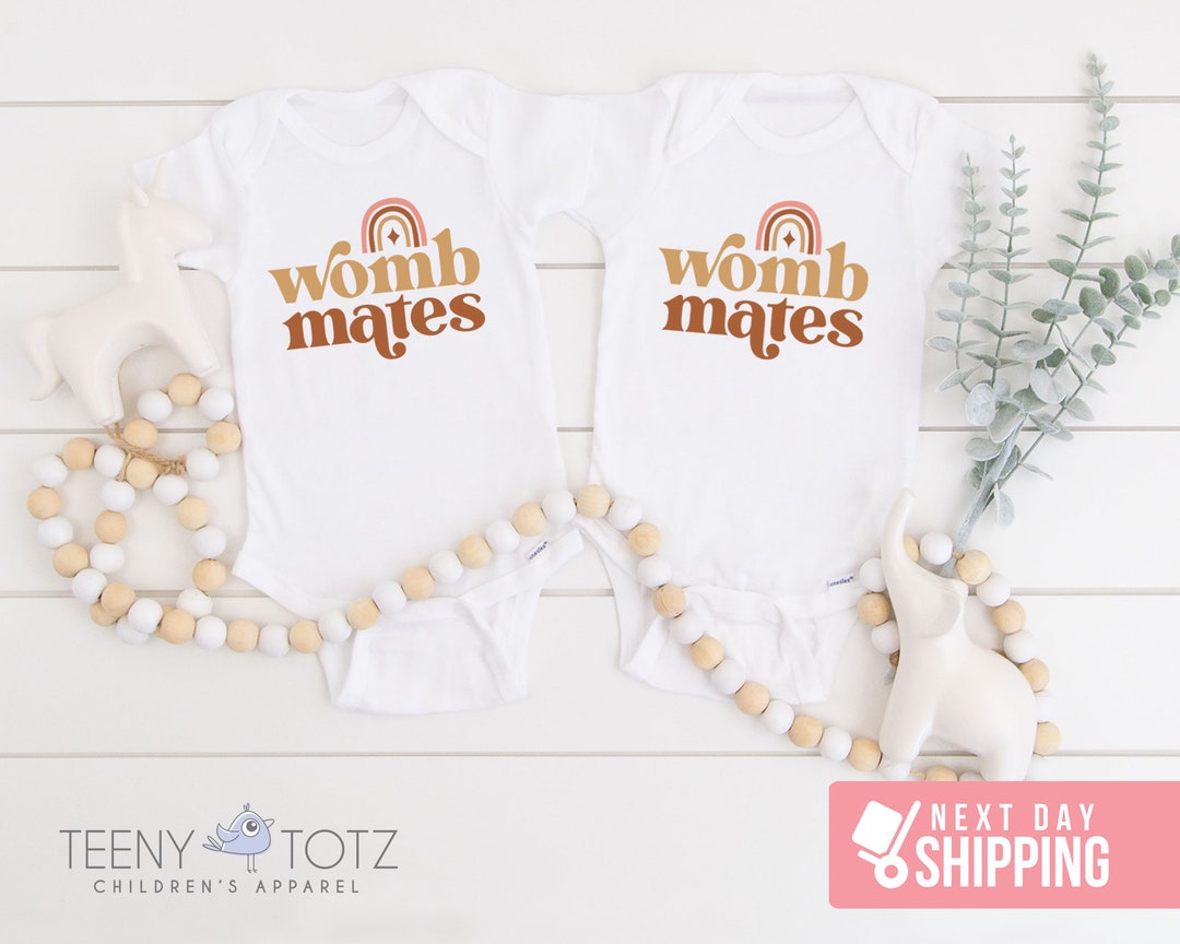 Womb Mates Twin Onesies® Boho Baby Onesie®, Funny Best Friends Twin ...