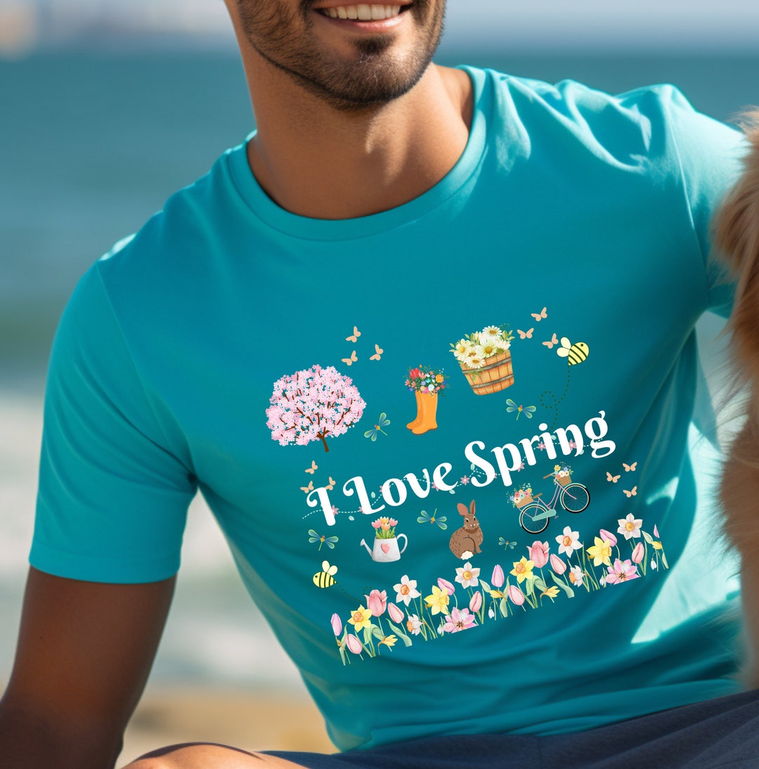 I Love Spring Shirt, Spring Theme Tee, Cute Spring Shirt, Hello Spring ...