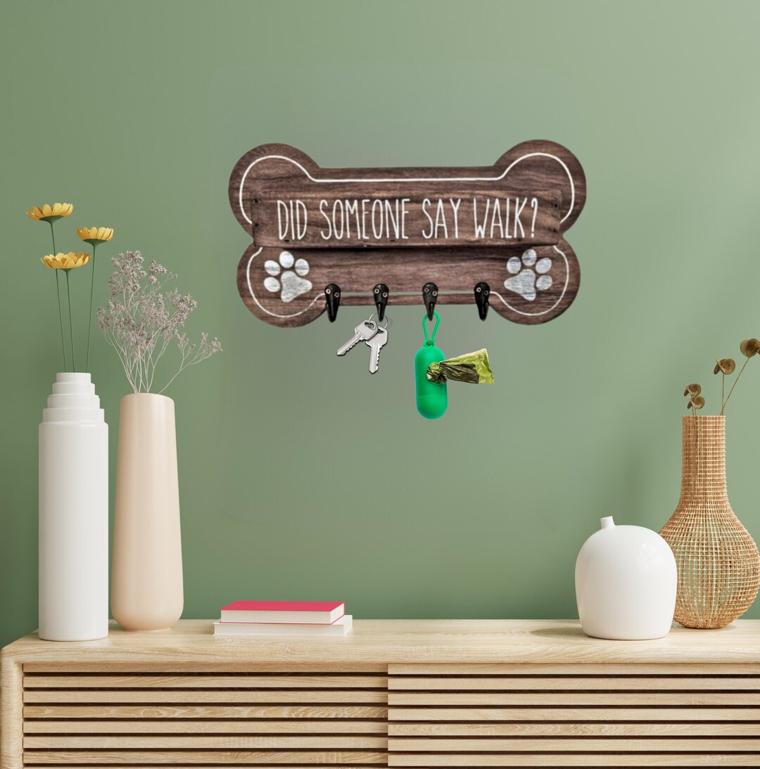 Dog Leash Holder, Bone Shaped Key Holder With Built in Storage ...