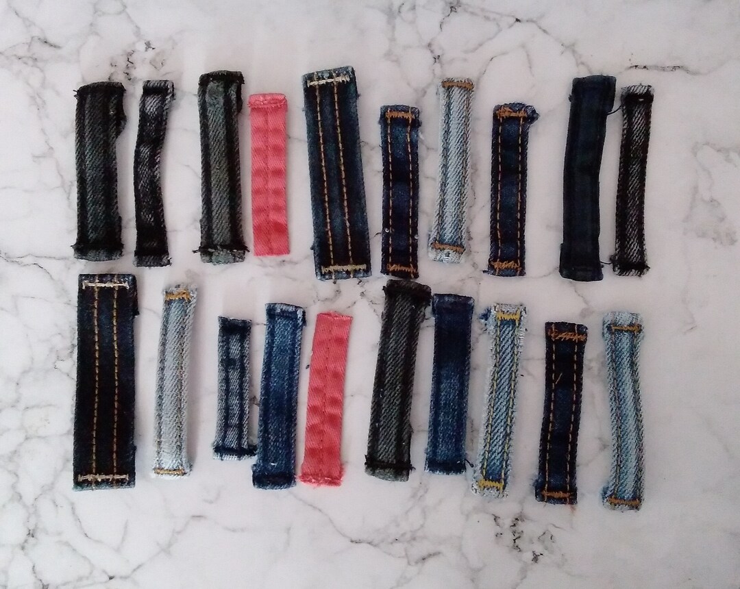 Denim Fabric Jeans Belt Loops Bag of 20 Recycled Denim Jeans Offcuts ...