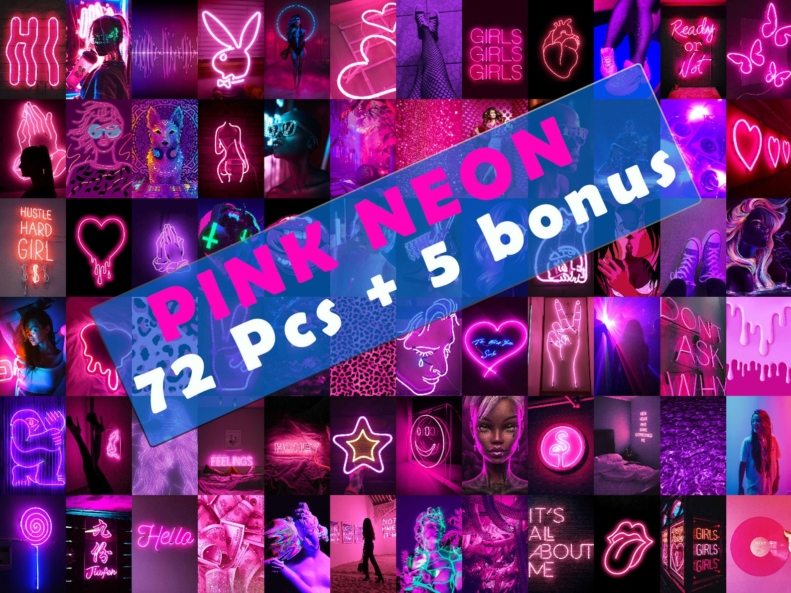 Neon Pink Boujee Aesthetic Wall Collage Kit Digital Download Etsy