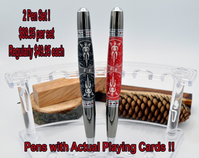 Beautiful Handmade Black and Red Poker Playing Card Pen Set,handturned ...