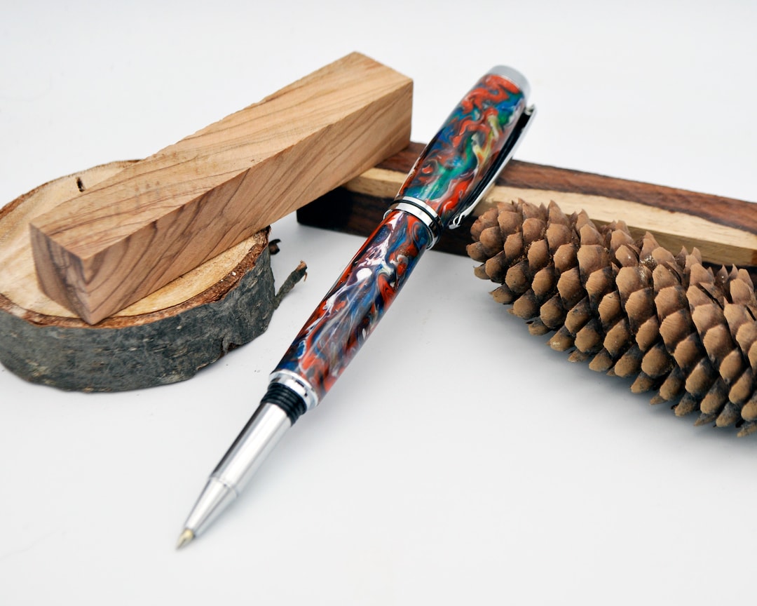 Beautiful Handmade Multi Color Resin Jr Gent Rollerball Pen,handturned ...
