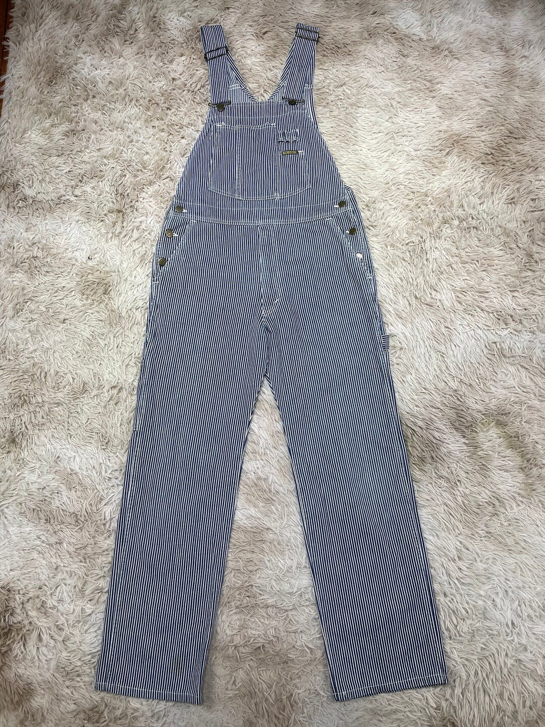 Vintage Y2K Bobson Bib Overalls Blue Hickory Stripe Jeans Baggy Loose Overall Pants Carpenter ...