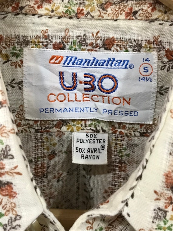 Vintage 70's Manhattan U-30 Floral Western Shirt Thin… - Gem