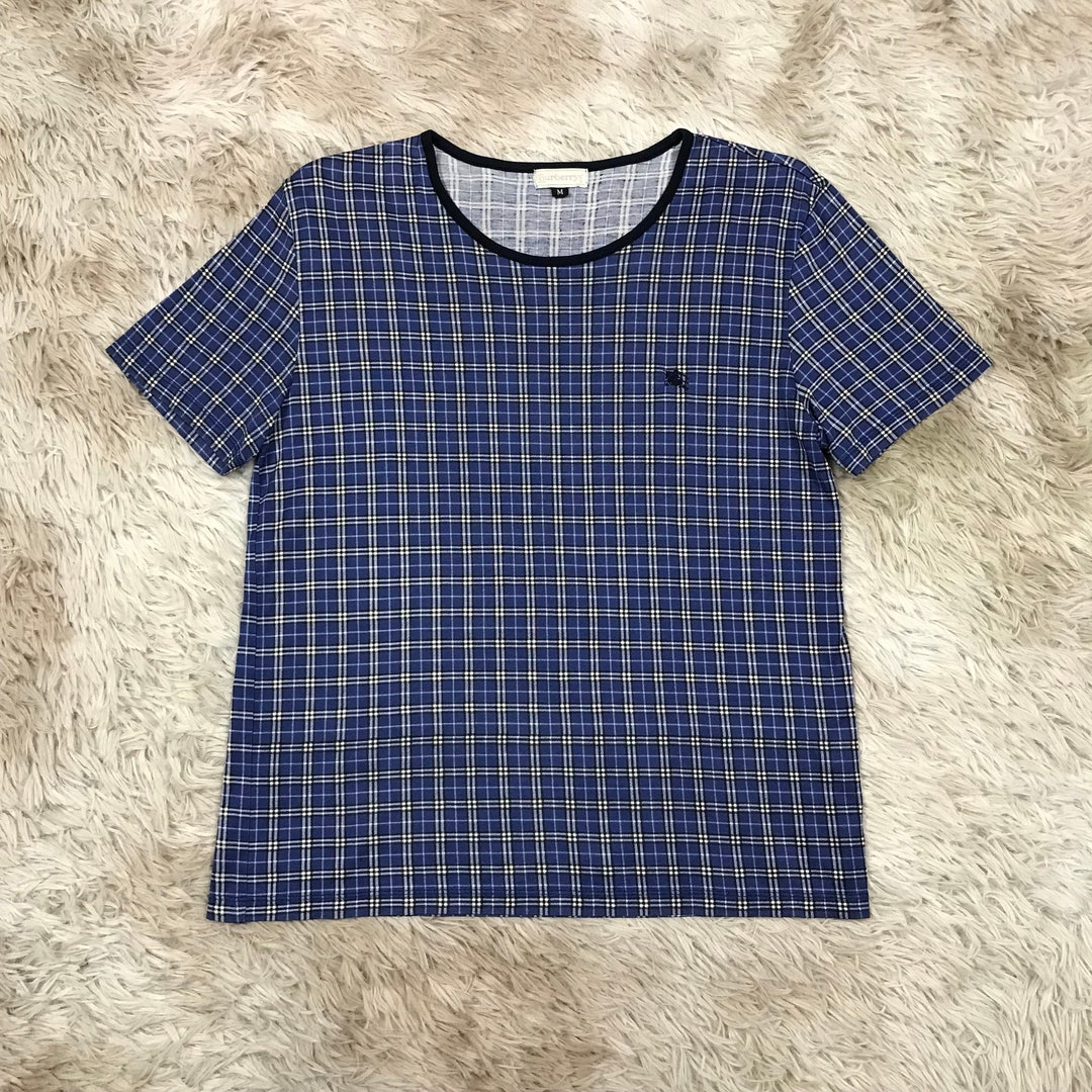 Vintage Burberrys Blue Check Shirt Thin Cotton Women's M - Etsy