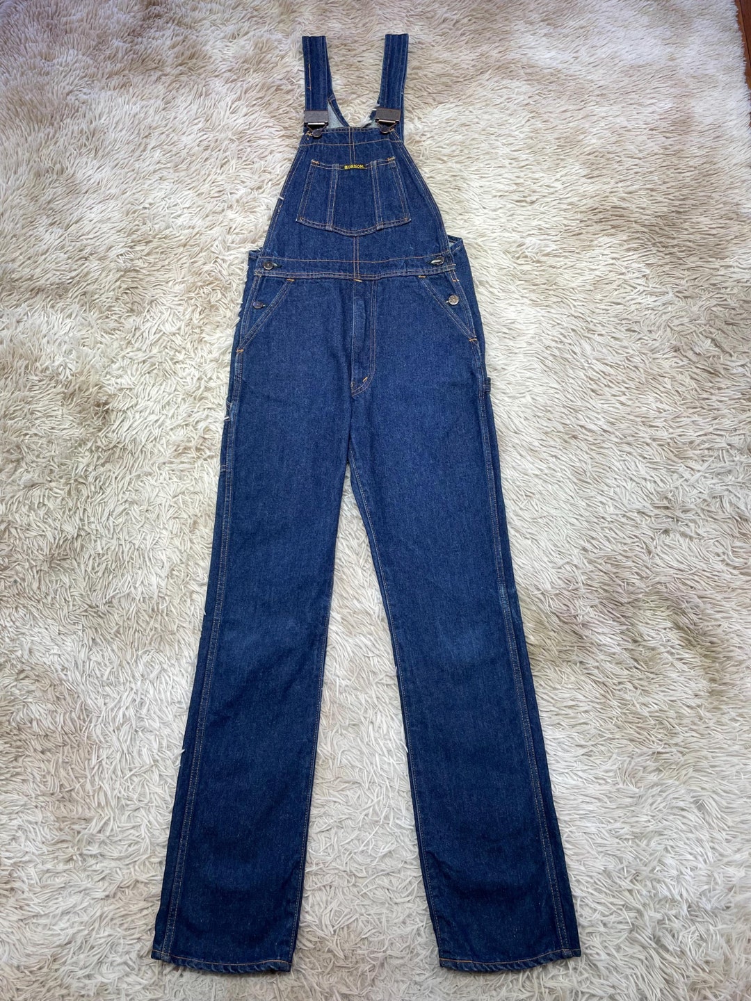 Vintage 90's Bobson Denim Bib Overalls Navy Blue Indigo Jeans Overall Pants Carpenter Women XS ...