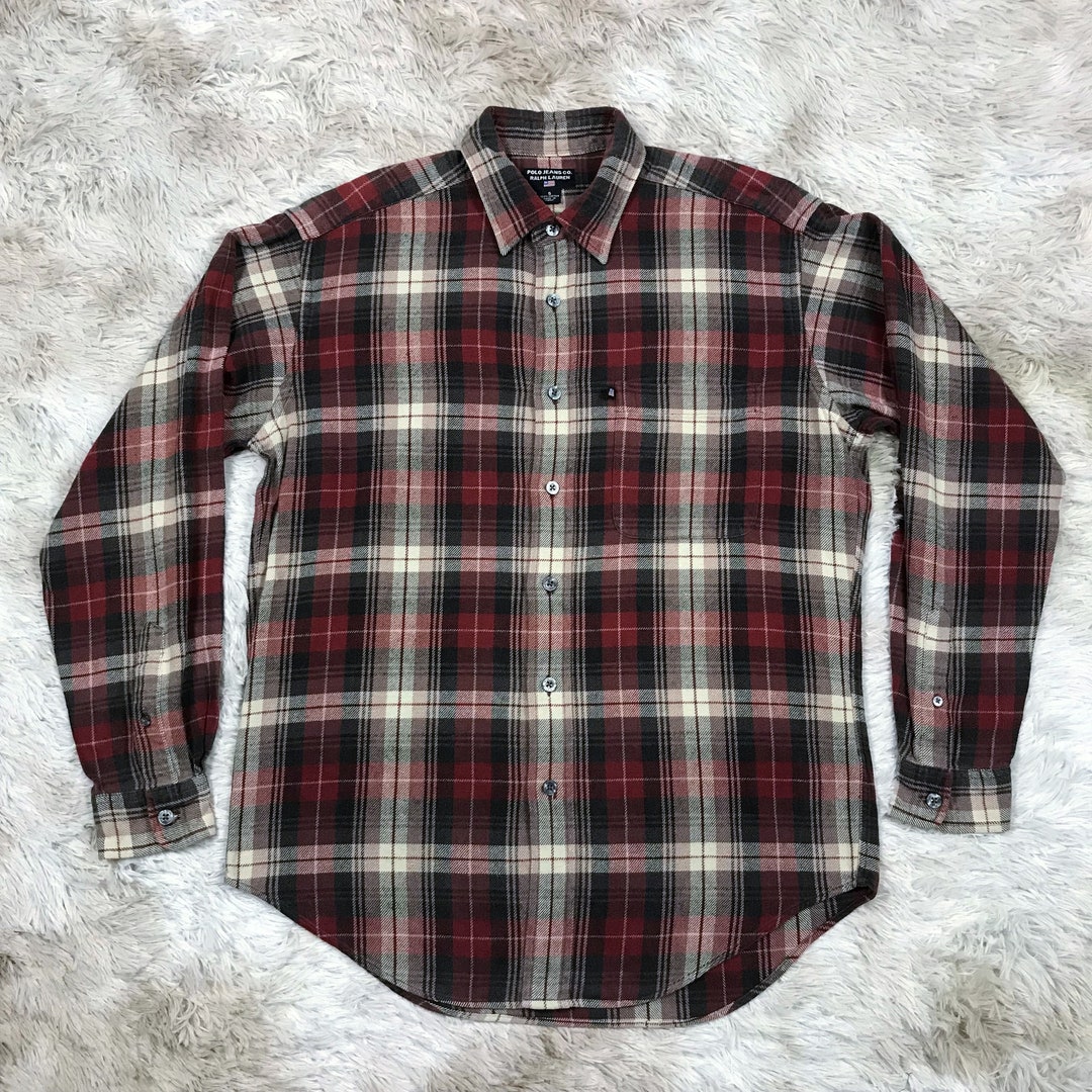 Polo Jeans Company Ralph Lauren Plaid Shirt Flannel Distressed Faded ...