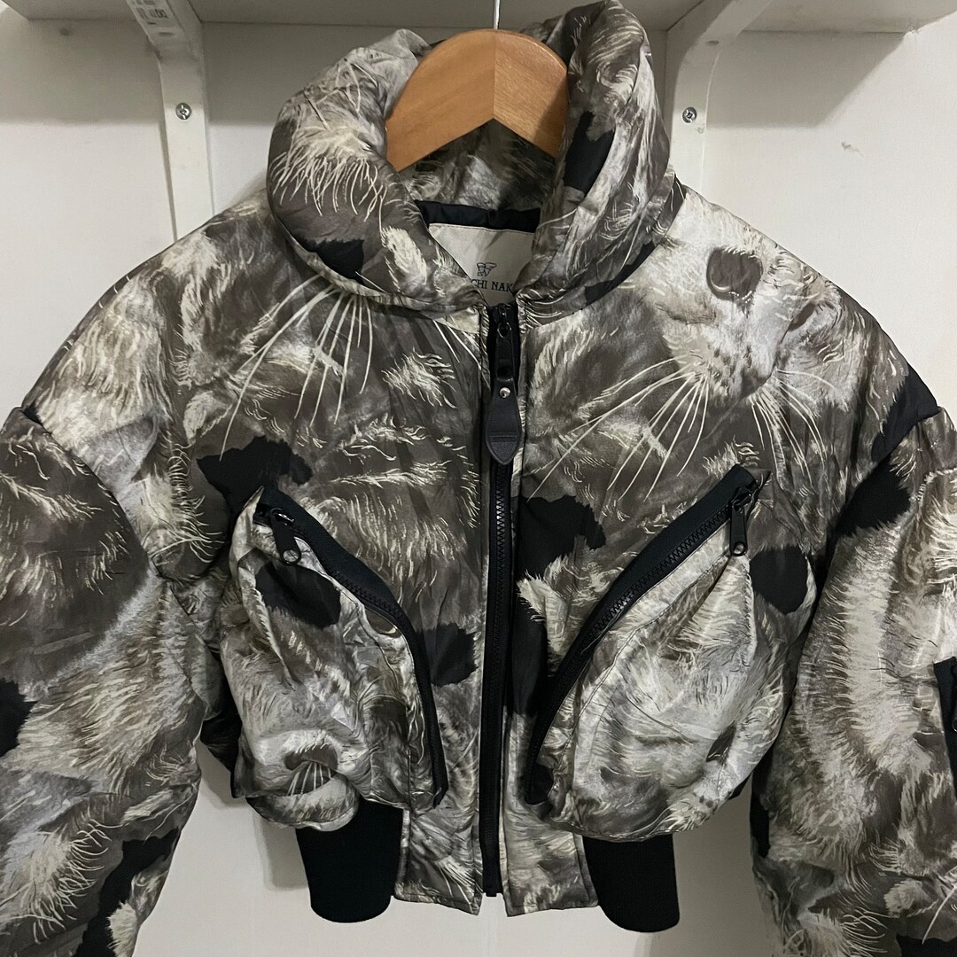 Hiromichi Nakano Cropped Bomber Jacket Gray Cat Print Women's S - Etsy