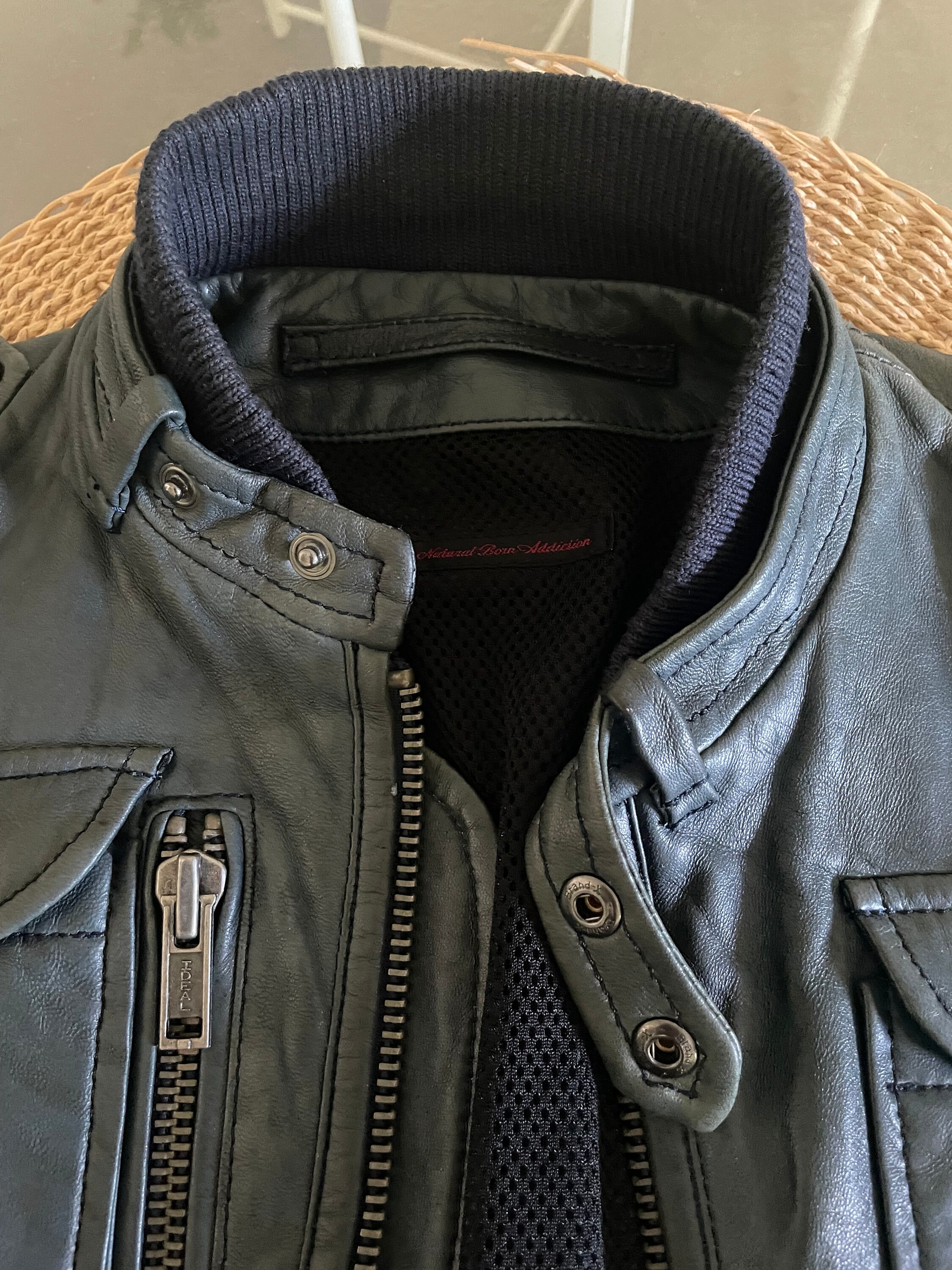 Japanese Sheep Skin Leather Jacket Green Multi Pocket Motorcycle Lamb ...