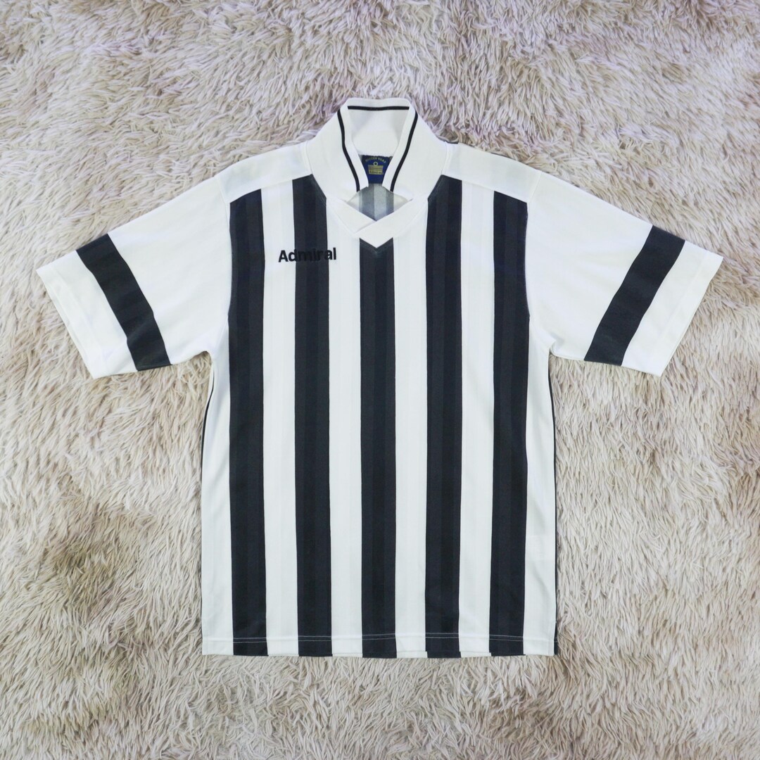 Admiral Black White Striped Soccer Team Polyester Jersey Y2K Vintage ...