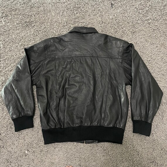 Bomber Leather Jacket Cowhide Leather Black - Gem