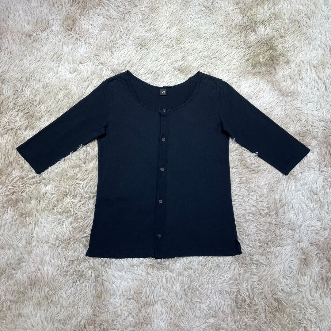 Yohji Yamamoto Y's Button Black Button Cardigan Three Quarter Sleeve ...
