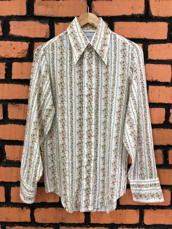 Vintage 70's Manhattan U-30 Floral Western Shirt Thin… - Gem