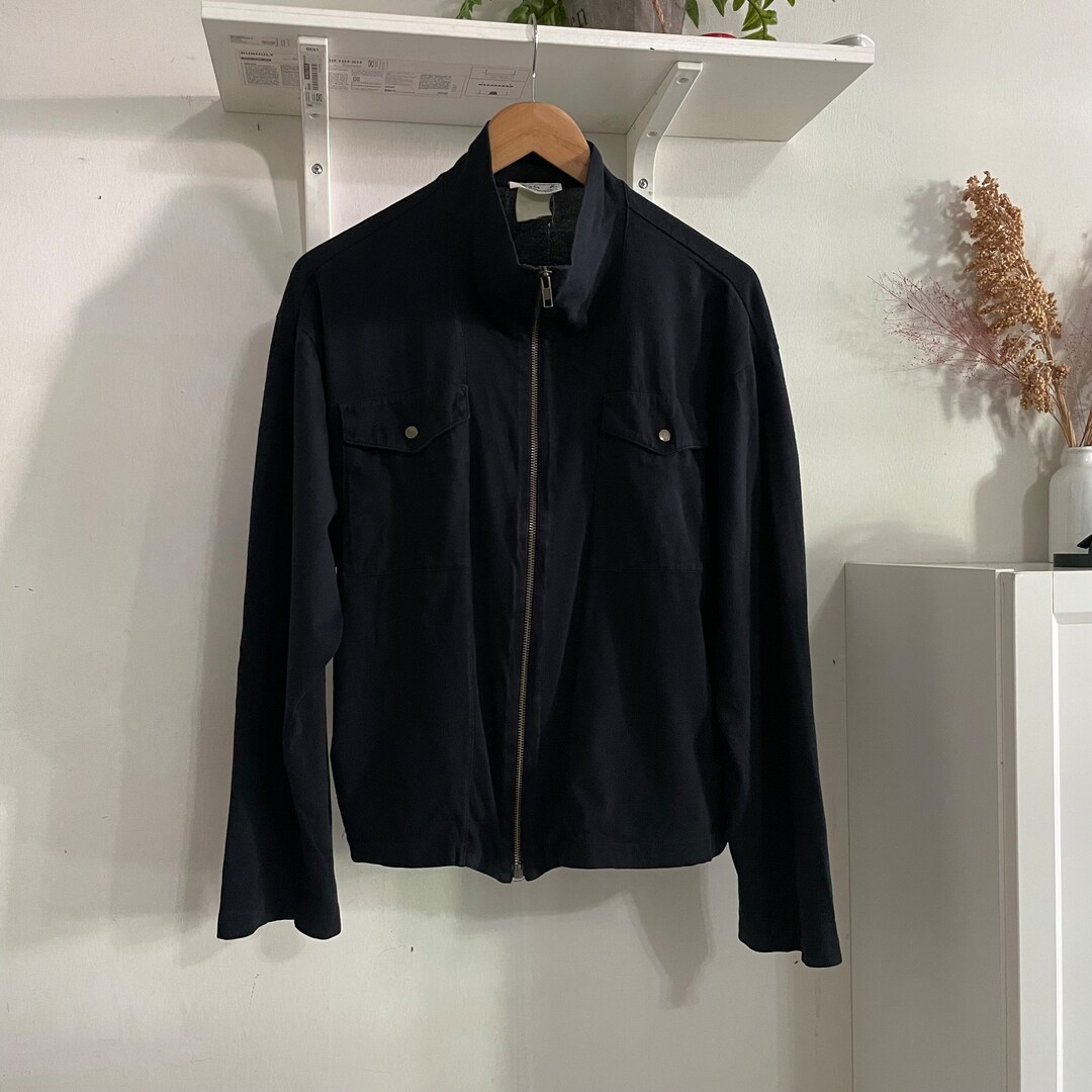 Agnes B Black Cotton Black Pocket Zip up Lighweigt Jacket - Etsy