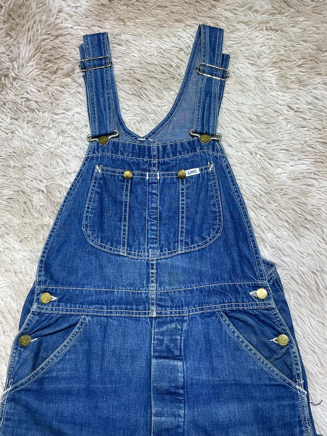 Vintage 60's Lee Overalls High Waist Relaxed Lightweight Denim 28 X 36 ...