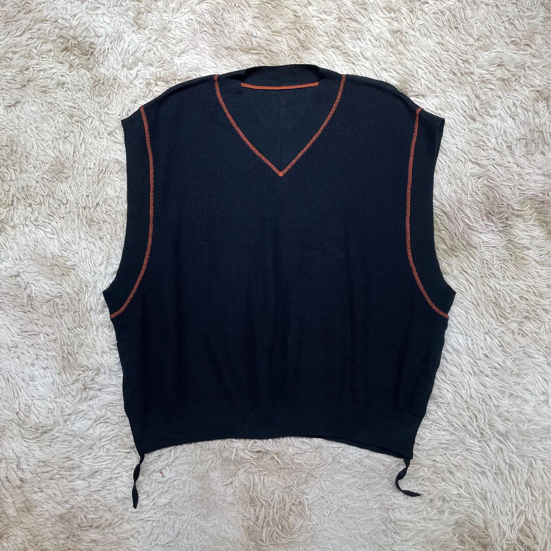 Japanese Brand Wonderland Black Oversized Vest Size 1 Cotton Acrylic ...