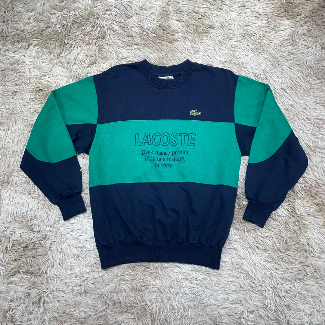 Vintage Chemise Lacoste Sweatshirt Color Block Blue & Green Size 3 - Etsy