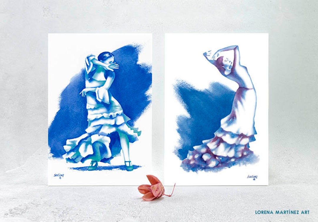 Flamenco Dancer Set of Prints, Watercolor Art Print, Music, Postcard ...
