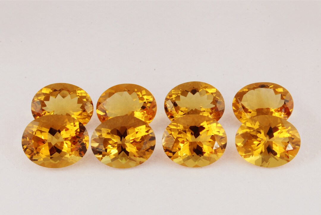Natural Golden Citrine Faceted Oval 13mm X 16mm 4 Piece Wholesale Lot ...