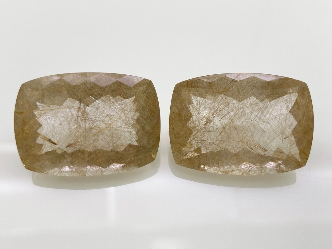 Golden Rutile Cushion Checkerboard Cut 20 X 28mm 87ct Rutilated Quartz ...