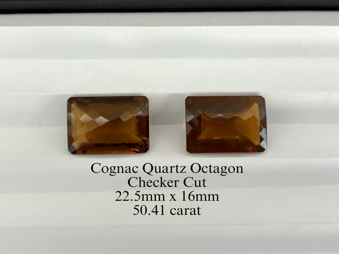 Natural Cognac Quartz Checkerboard Cut Octagon 22.5 Mm X 16mm 50 Carat ...